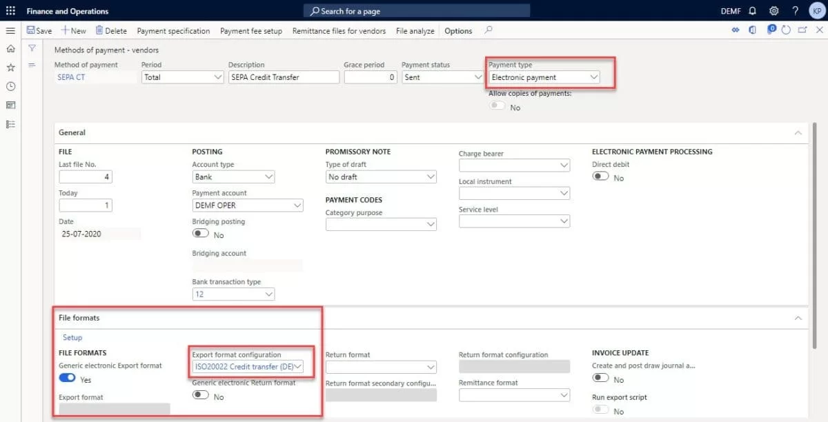 Generating SEPA/ISO 20022 (Credit Transfer) Payment File using D365 Finance